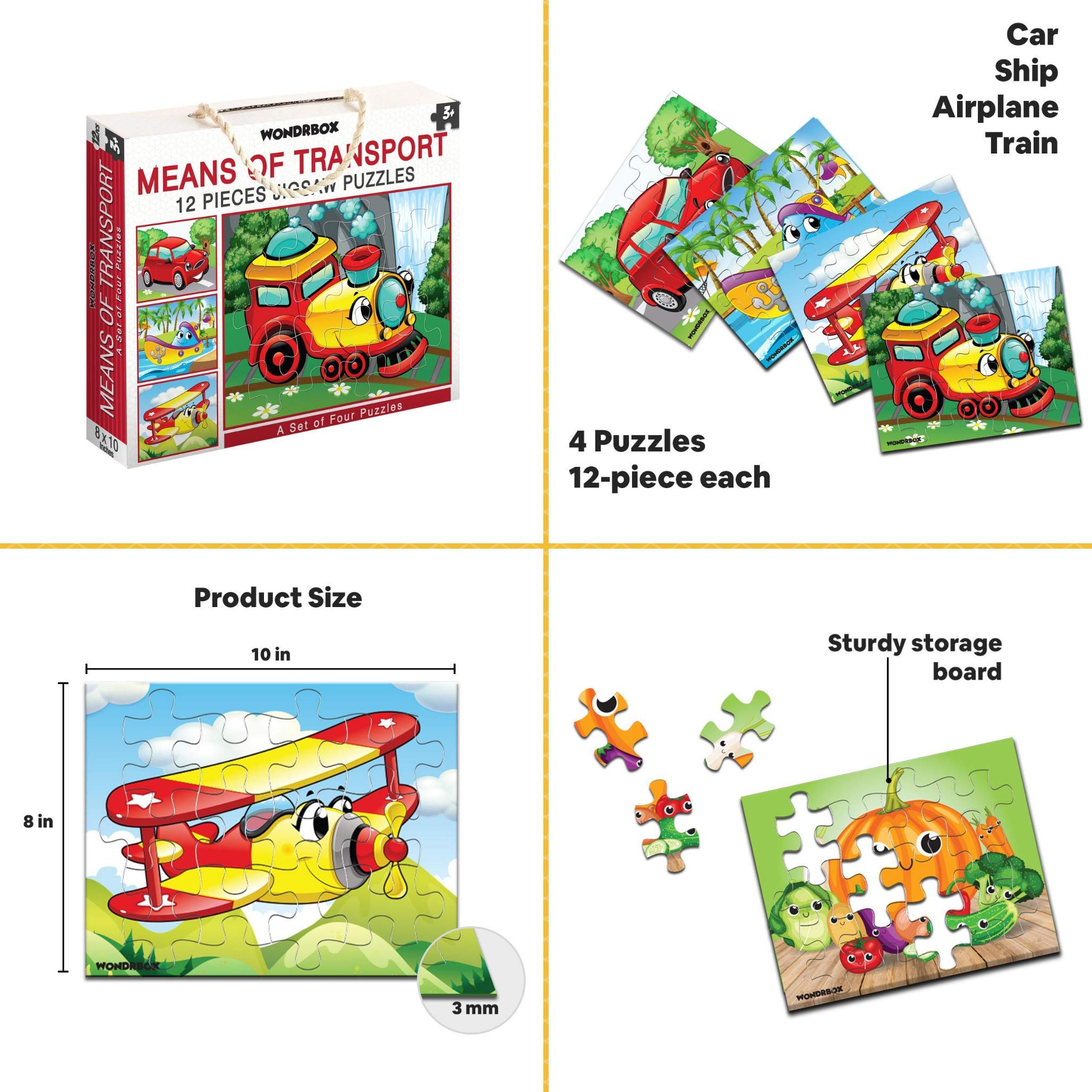 WONDRBOX Jigsaw Puzzle Game ( Pack of 3 ) Educational toy for 3 year ...