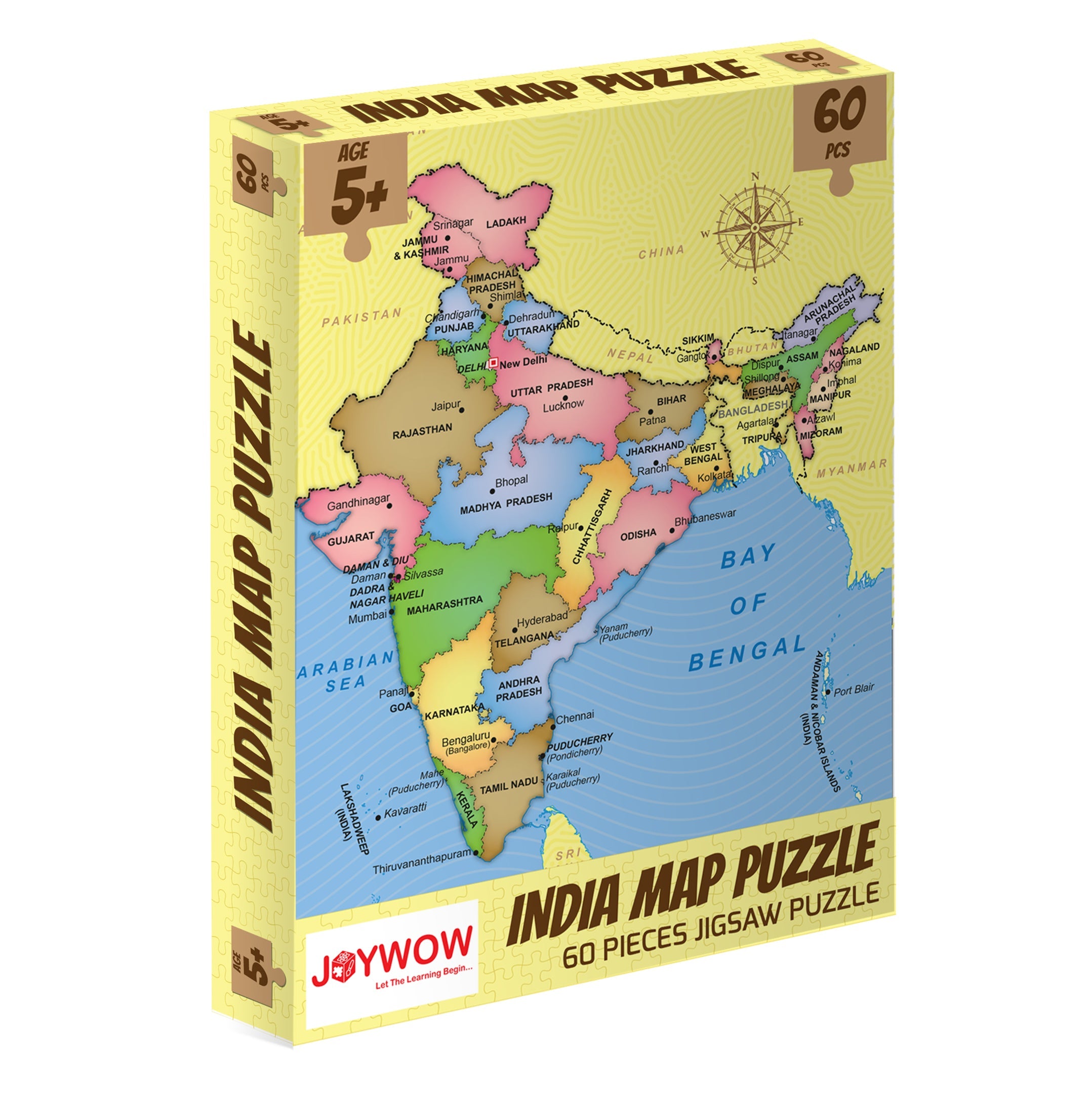 JOYWOW India Map Jigsaw Puzzles Games, Educational Toy for 5 6 7-Years ...